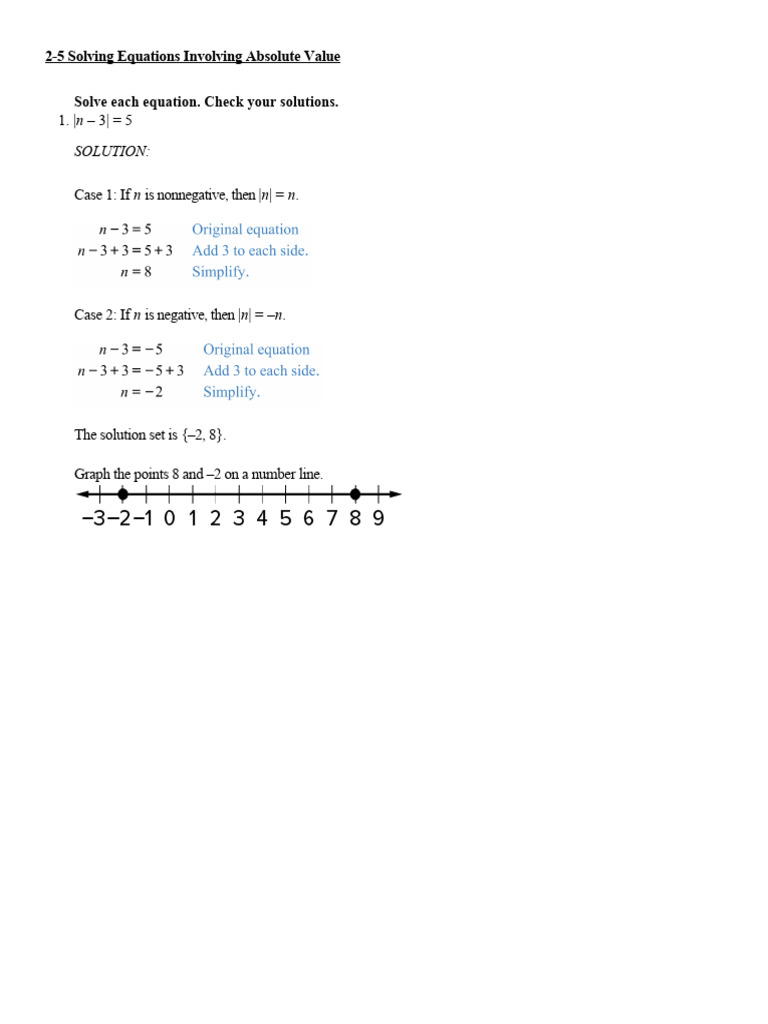 G9 L2 5 AK Solving Equations Involving Absolute Value | PDF | Temperature | Mathematical Concepts