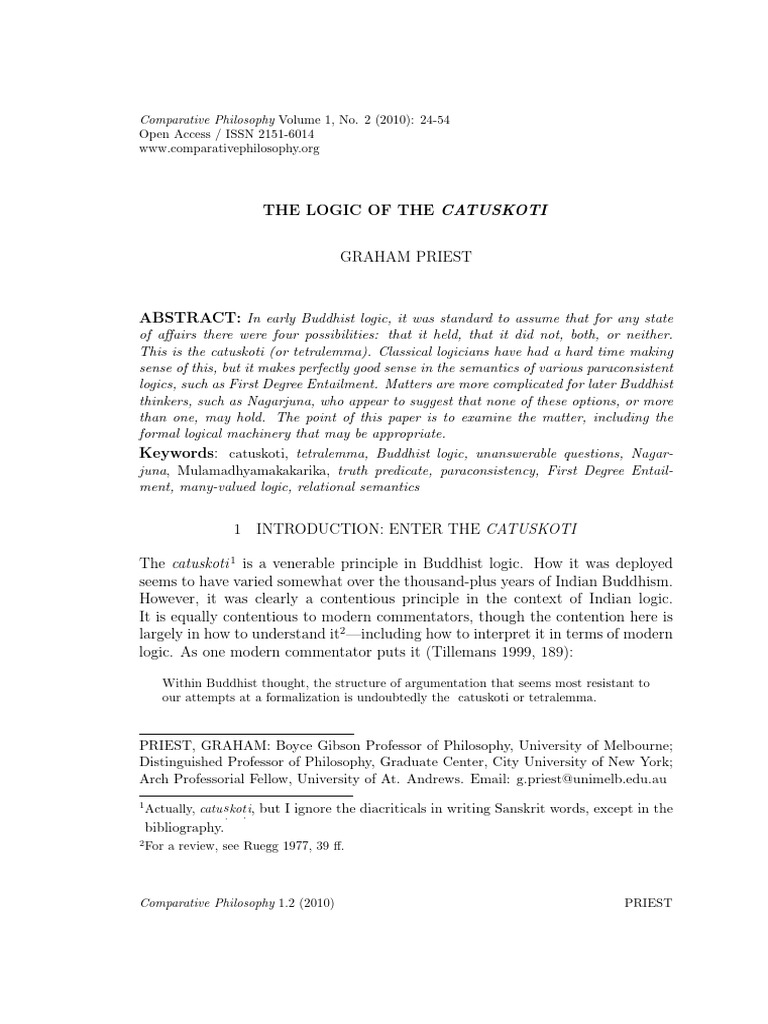 The Logic of The Catuskoti | PDF | Logic
