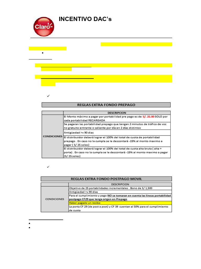 Incentivos Prepago y Postpago Mar2020 | PDF | Industrias de servicio