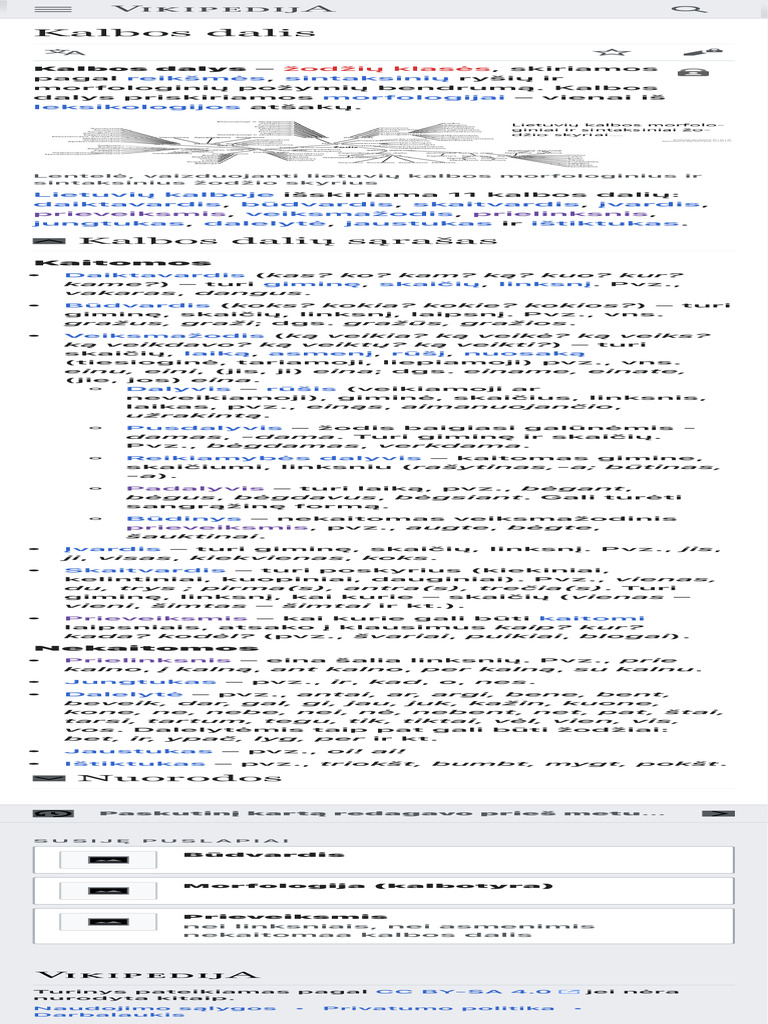 Kalbos Dalis – Vikipedija | PDF