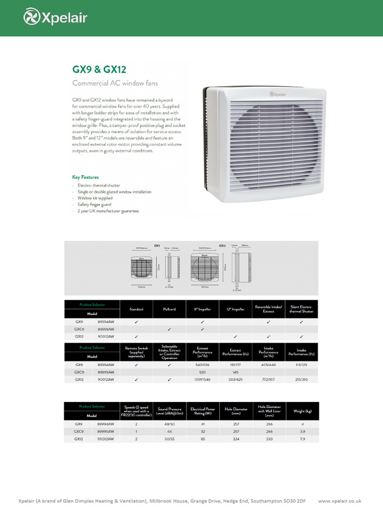 Gx9 Gx12 Commercial Ac Fan Brochure 2021 | PDF