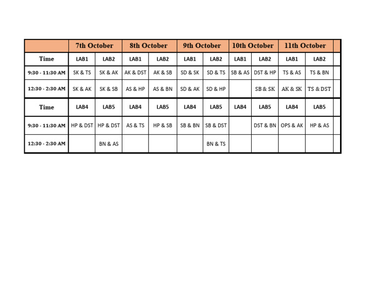 Mid Term Practical Exam Invigilation Chart October 2024 | PDF