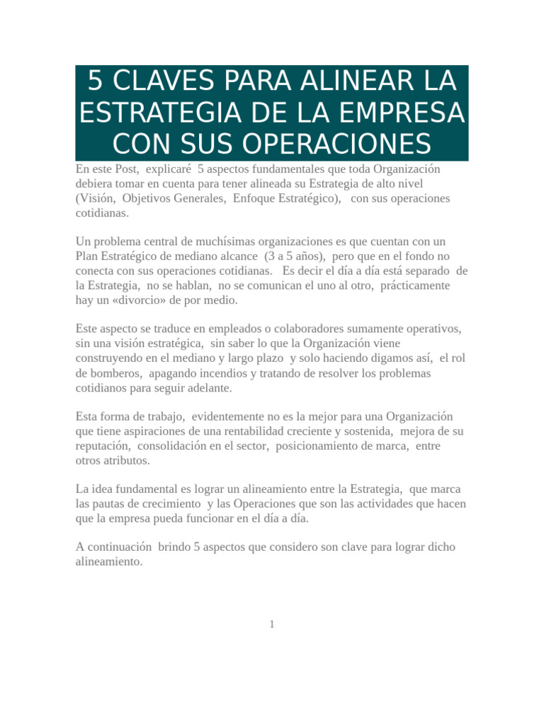 Alinear Estrategia y Operaciones Empresariales | PDF | Business ...