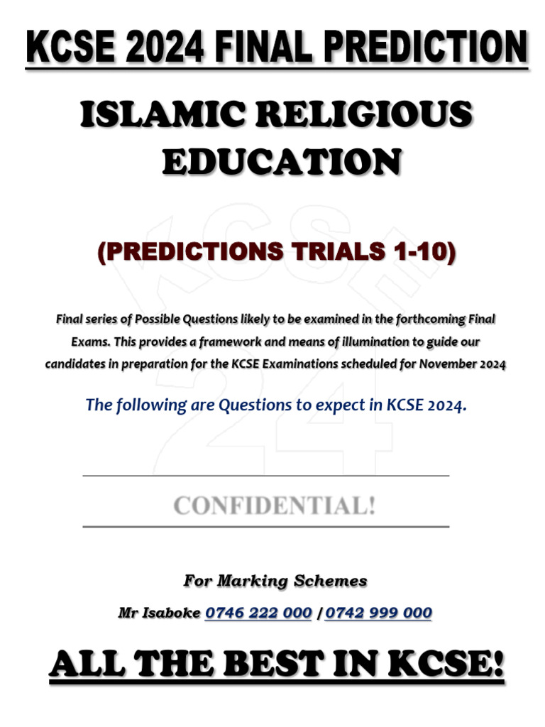 Kcse 2024 Ire Final Prediction | PDF | Hadith | Quran