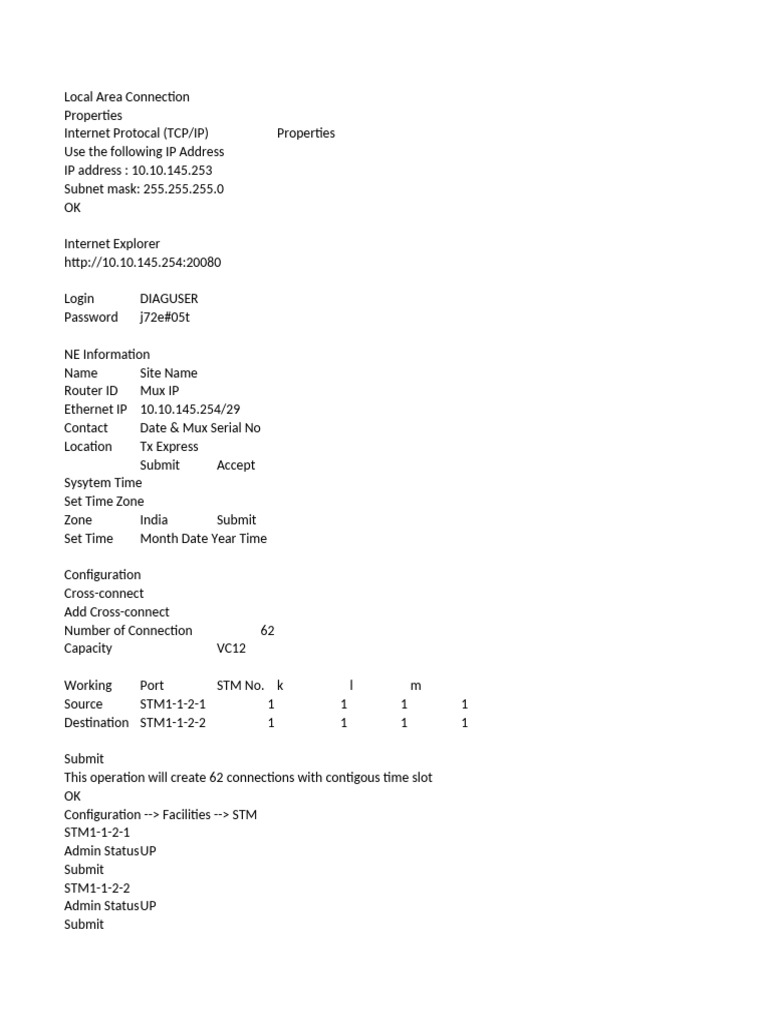 Tejas TX and MUX Access Configration | PDF