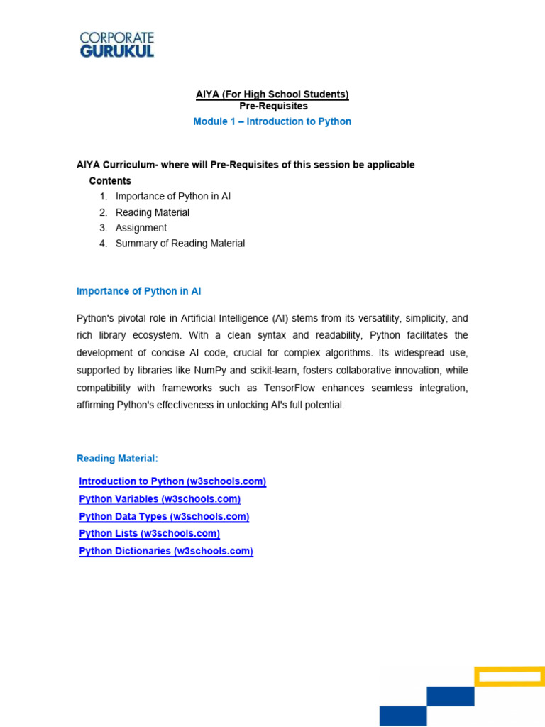 AIYA Pre-Requisite Session 2 | PDF | Python (Programming Language) | Data Type