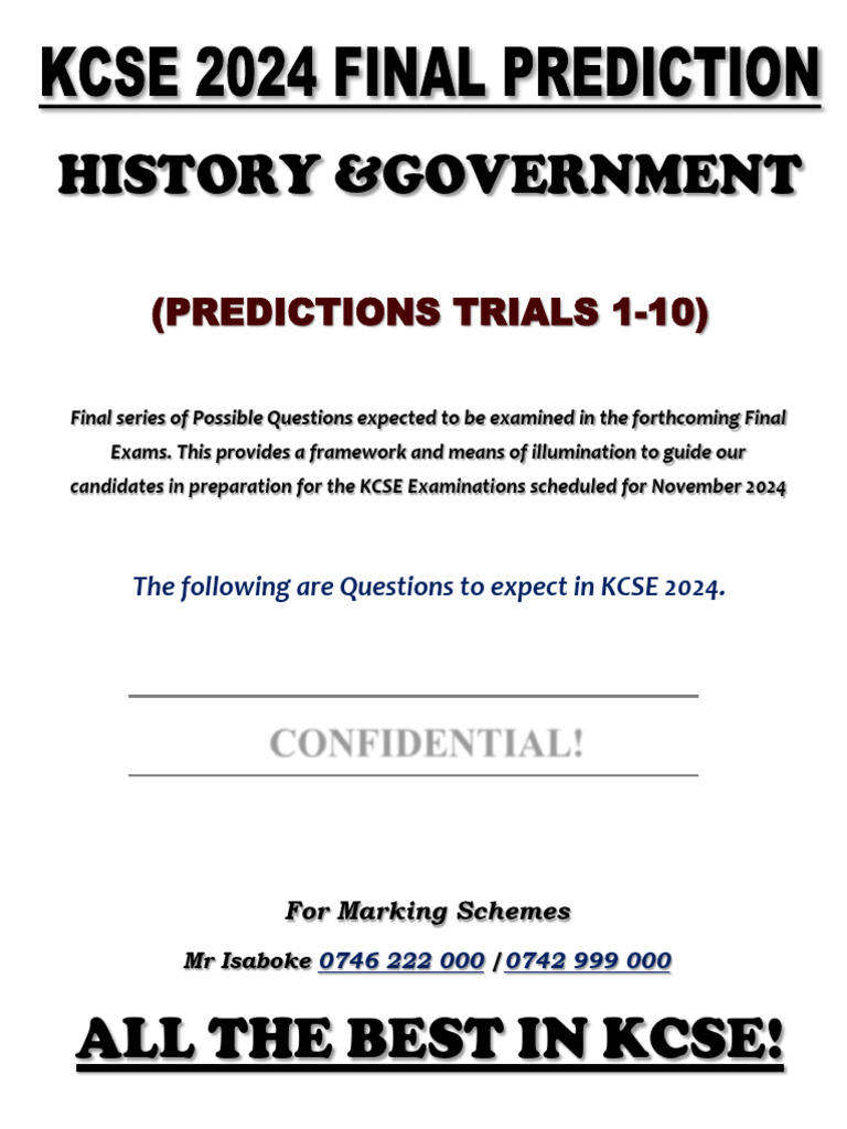 Kcse 2024 History Final Prediction | PDF | Kenya | Tanzania Kcse 2024 History Final Prediction | PDF | Kenya | Tanzania