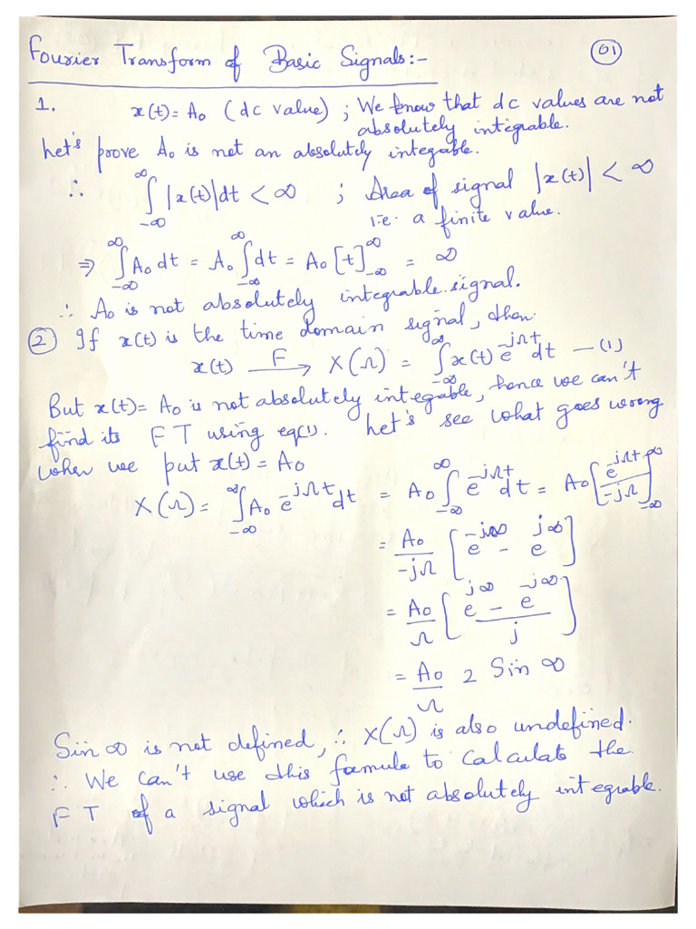 Fourier Transform of Basic Signals | PDF