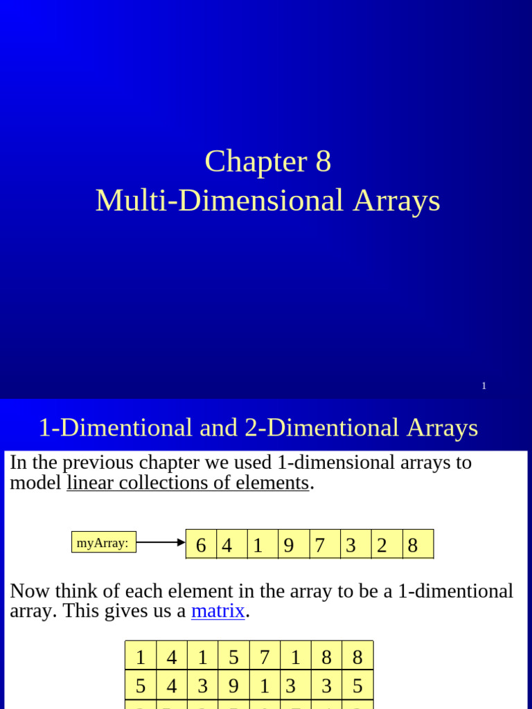 CSE215 Chapter 8 Multi-dim-Arrays | PDF | Matrix (Mathematics) | Computer Programming