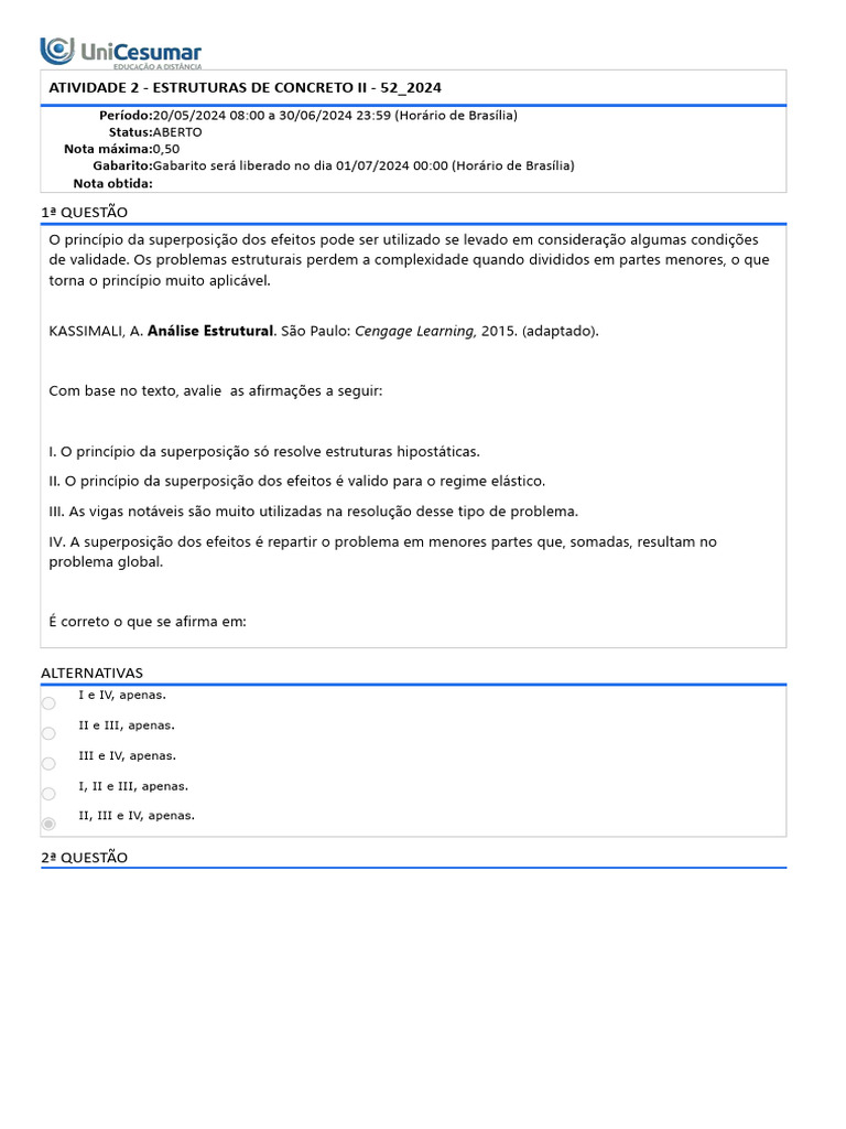 Atividade 2 modelo | PDF | Resistência dos materiais | Concreto