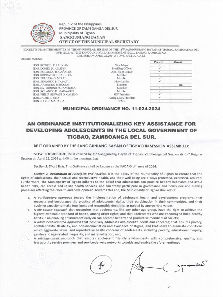 KADA Ordinance (Tigbao) | PDF