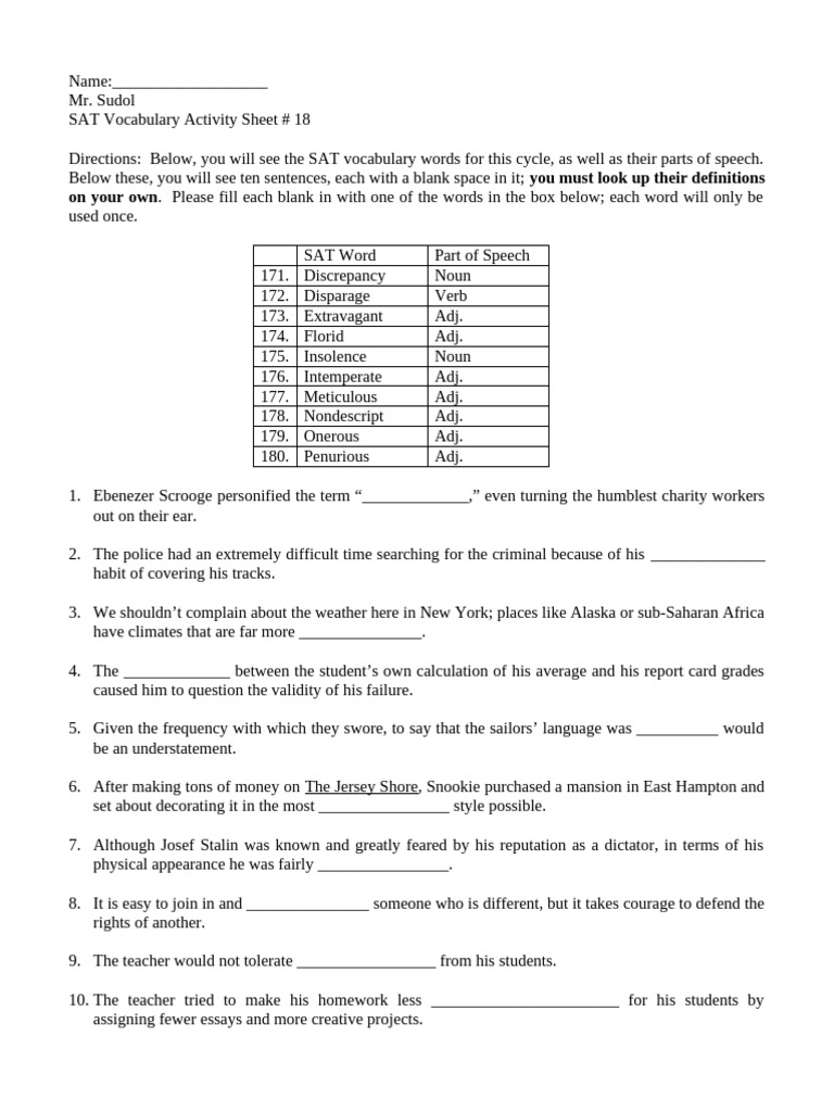 SAT Word List 18 | PDF