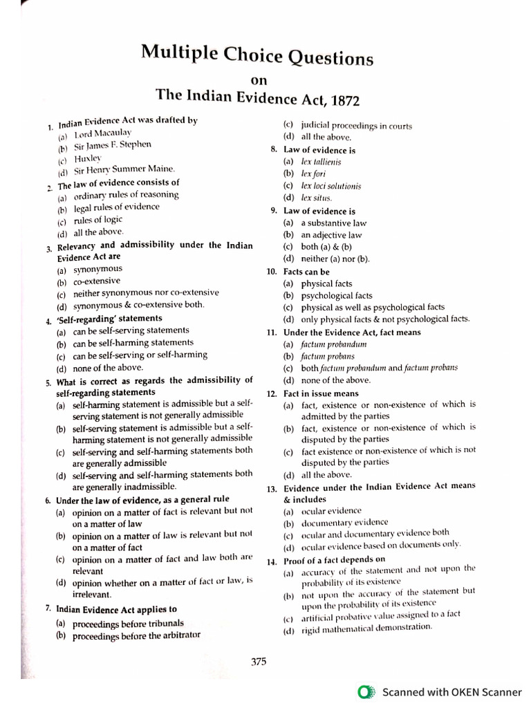Evidence Act 1 | PDF