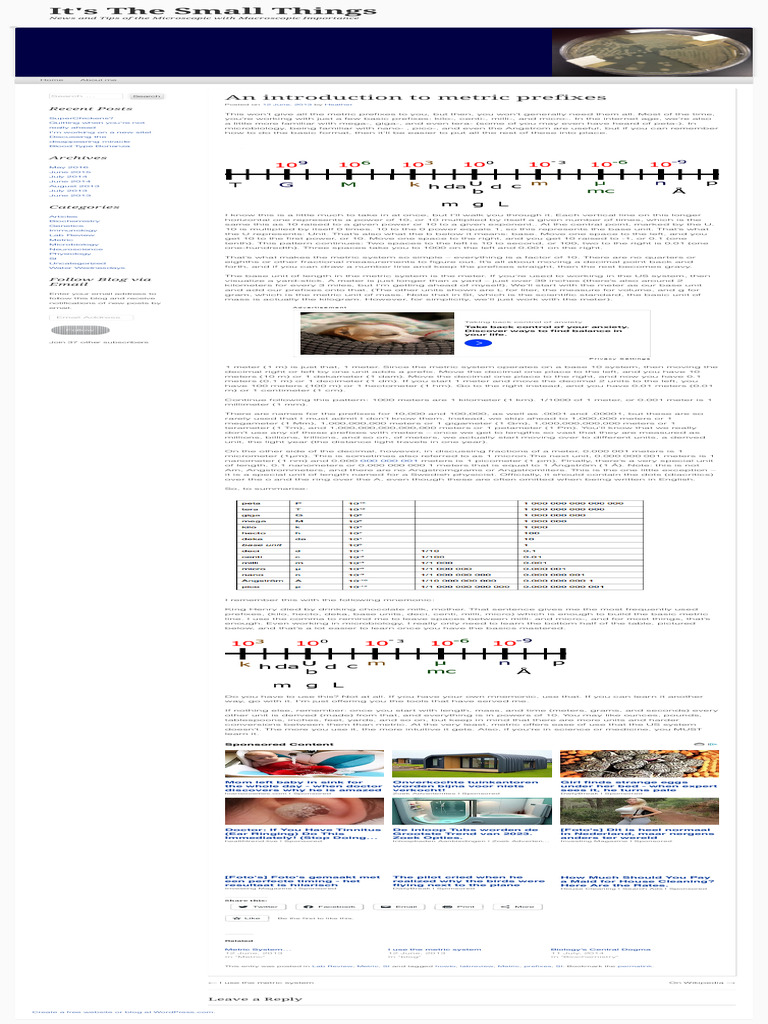 An Introduction To Metric Prefixes It's The Small Things | PDF | Metre ...