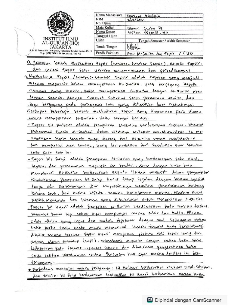 Nurafni Khadijah UAS UQ | PDF