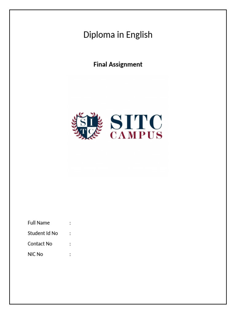 English Assignment Cover Page | PDF