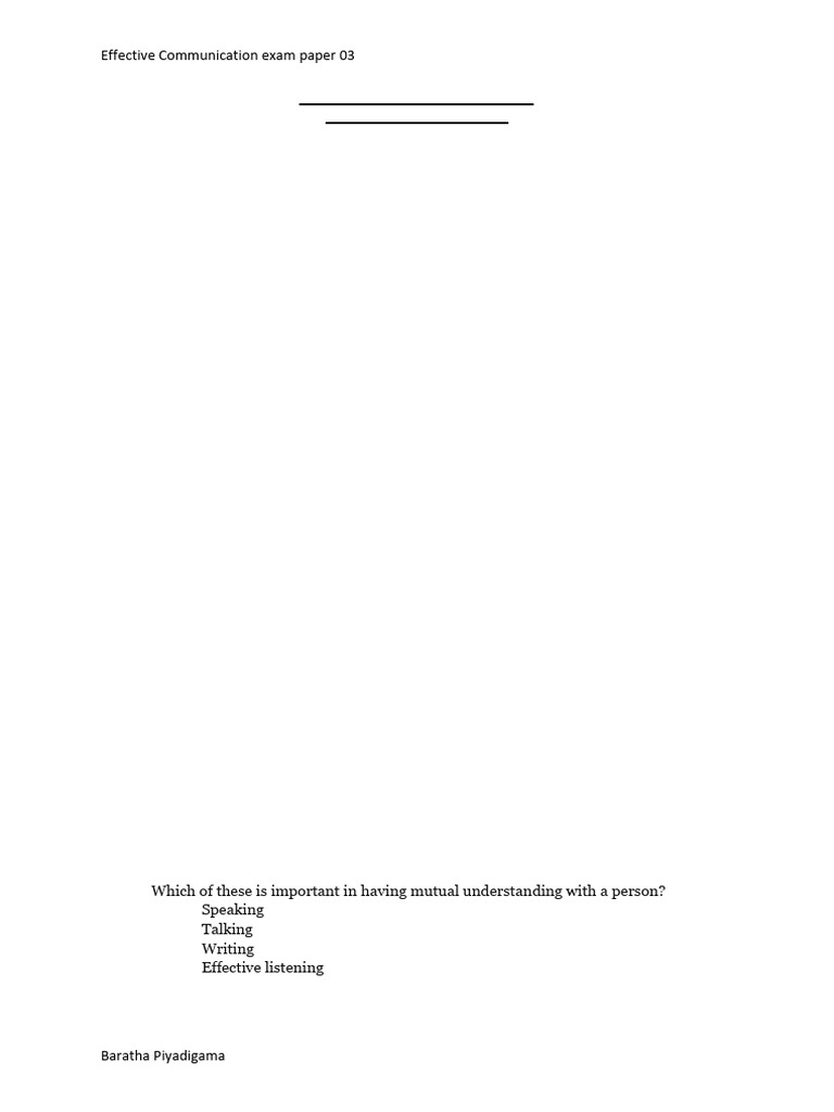 Effective Communication Paper No 03 | PDF | Communication | Nonverbal ...