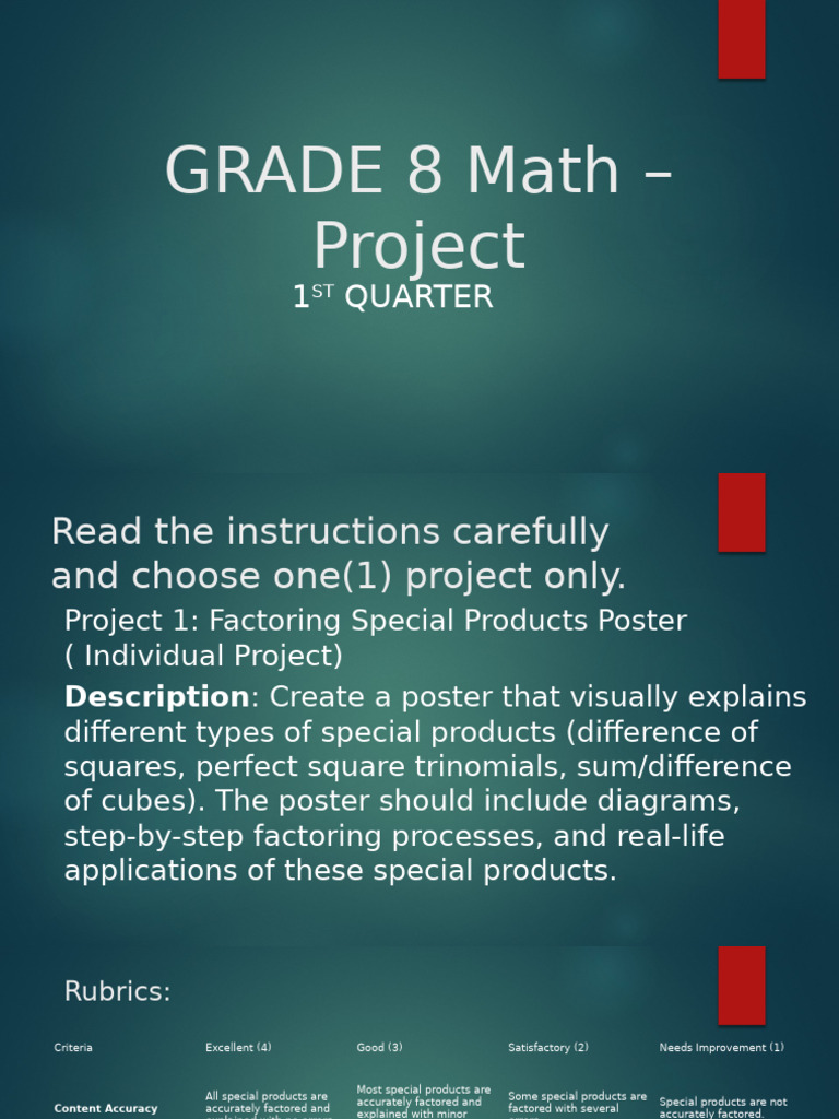 GRADE 8 Math Project | PDF | Accuracy And Precision | Rubric (Academic)