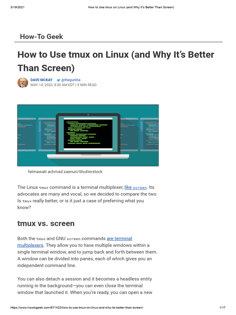 How To Use Tmux On Linux (And Why It's Better Than Screen) | PDF | Command Line Interface ...
