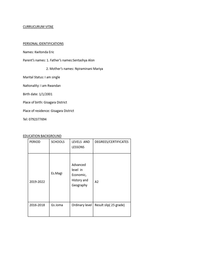 CV 111 | PDF