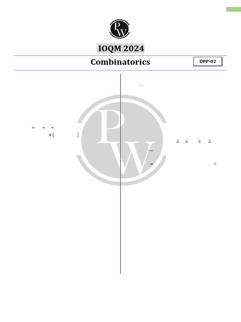 Combinatorics - DPP 02 - IOQM 2024 | PDF | Numbers | Elementary Mathematics