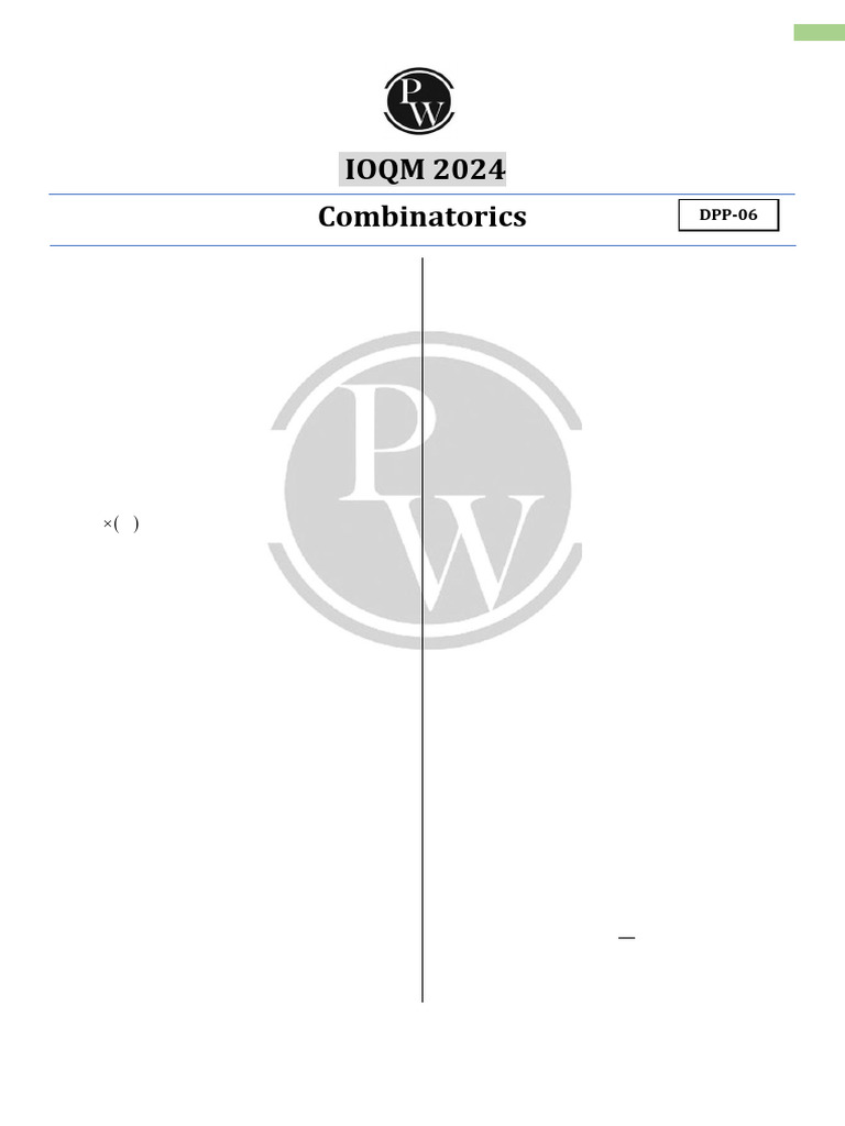 Combinatorics - DPP 06 - IOQM 2024 | PDF