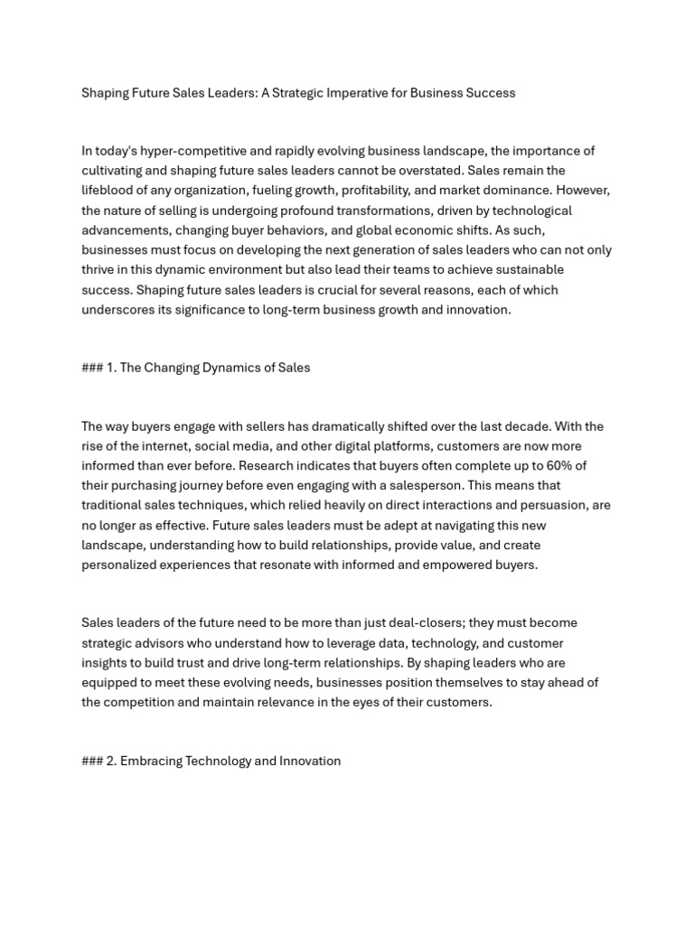 Shaping Future Sales Leaders Using AI | PDF | Sales | Emotional ...