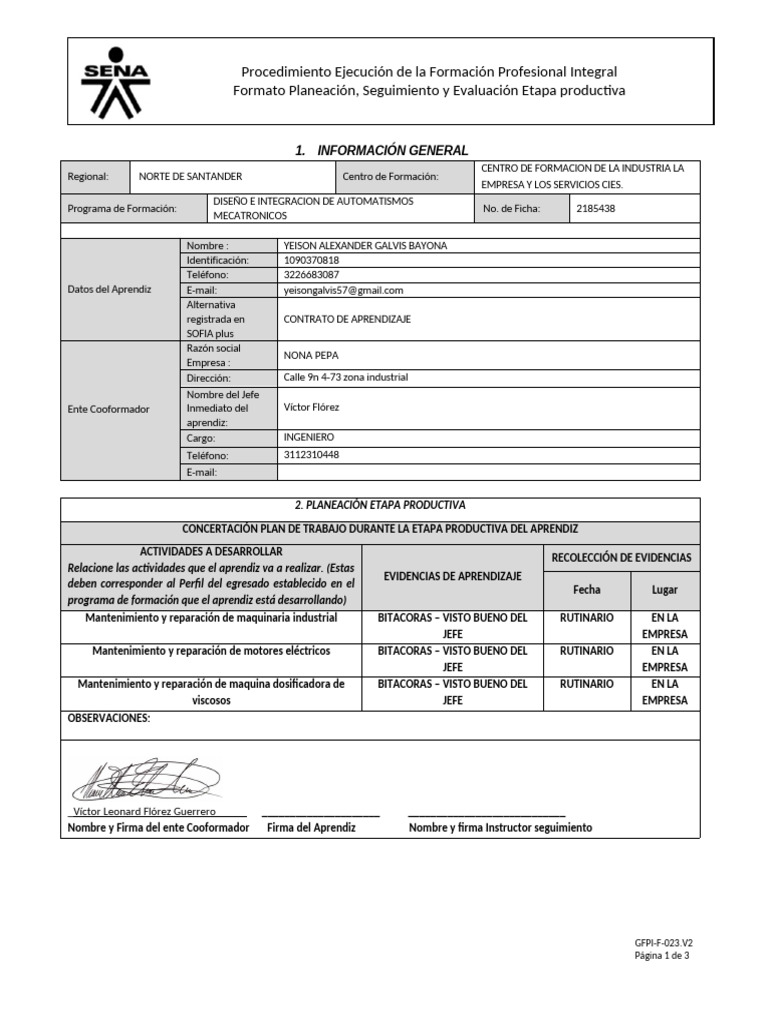Formato de Visita Yeison | PDF