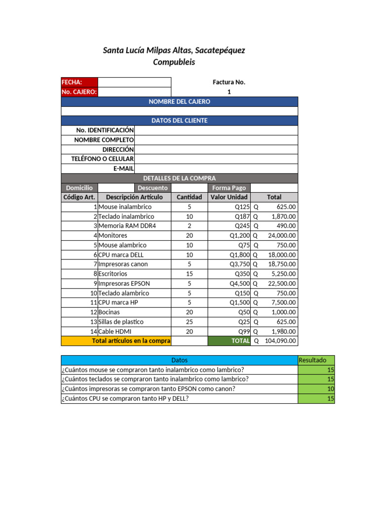 Ejercicio Factura | PDF