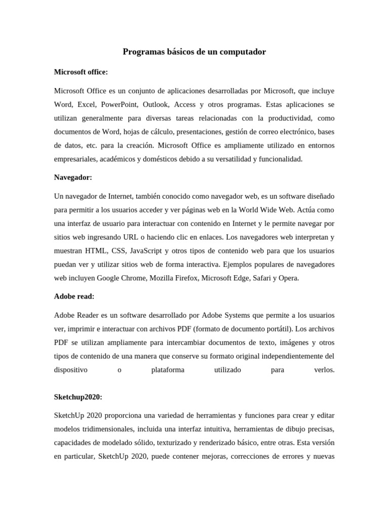 Programas Básicos de Un Computador | PDF | Red mundial | Internet y web