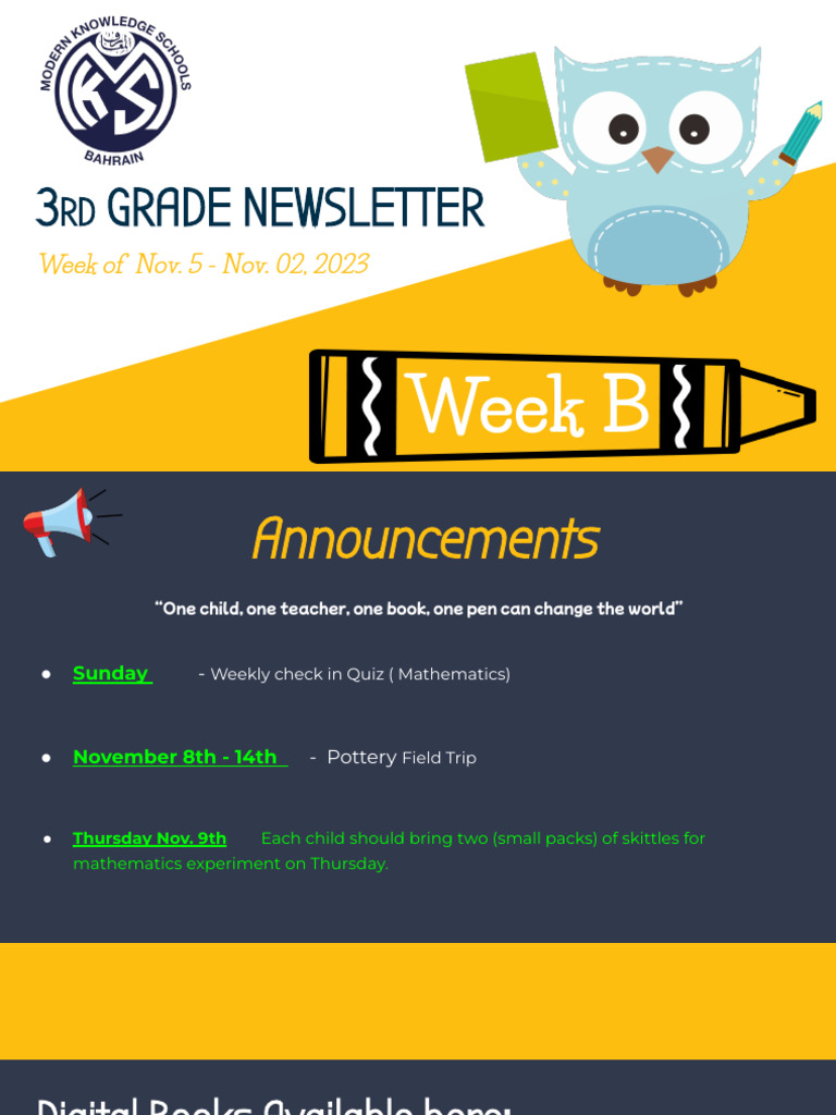 Nov 5 - 9 3RD GRADE NEWSLETTER | PDF | Cognition | Learning