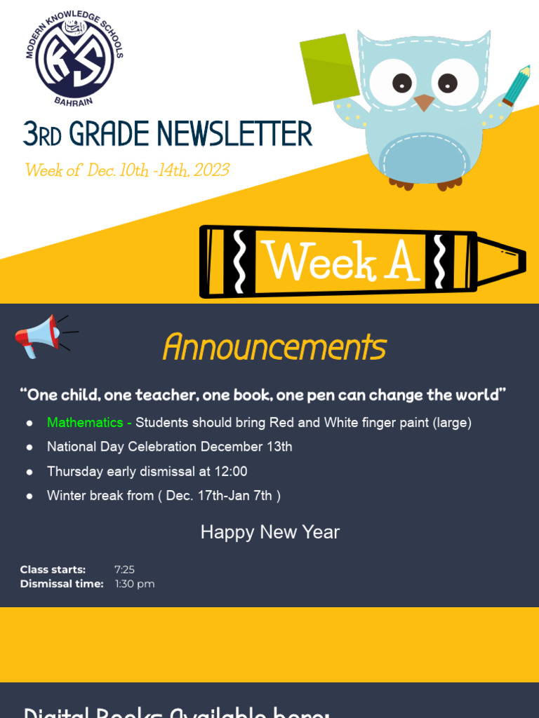 Dec. 10th - 14th 3rd Grade Newsletter | PDF | Cognition | Cognitive Science
