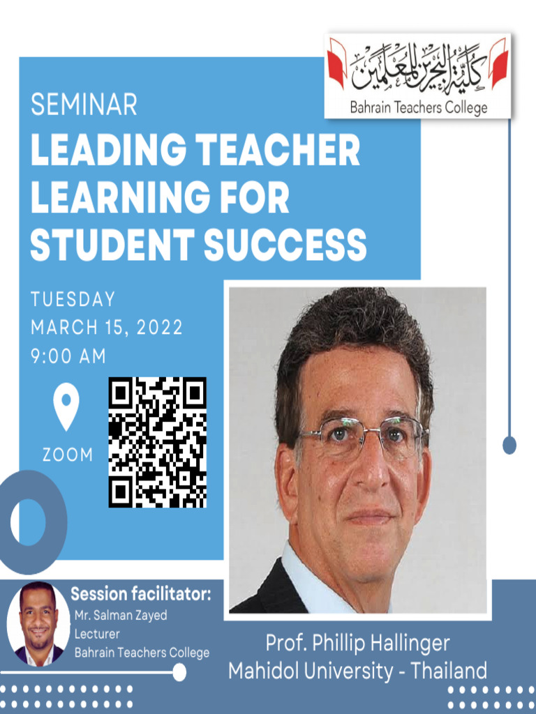 Prof Philip Hallinger Seminar | PDF | Learning | Teachers