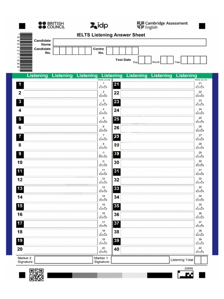 Answer Sheet Ielts | PDF