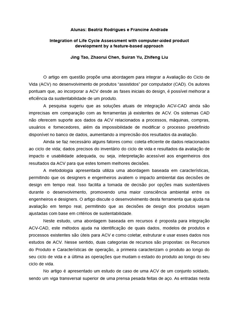 Integration of Life Cycle Assessment with computer-aided product ... Integration of Life Cycle Assessment with computer-aided product ...