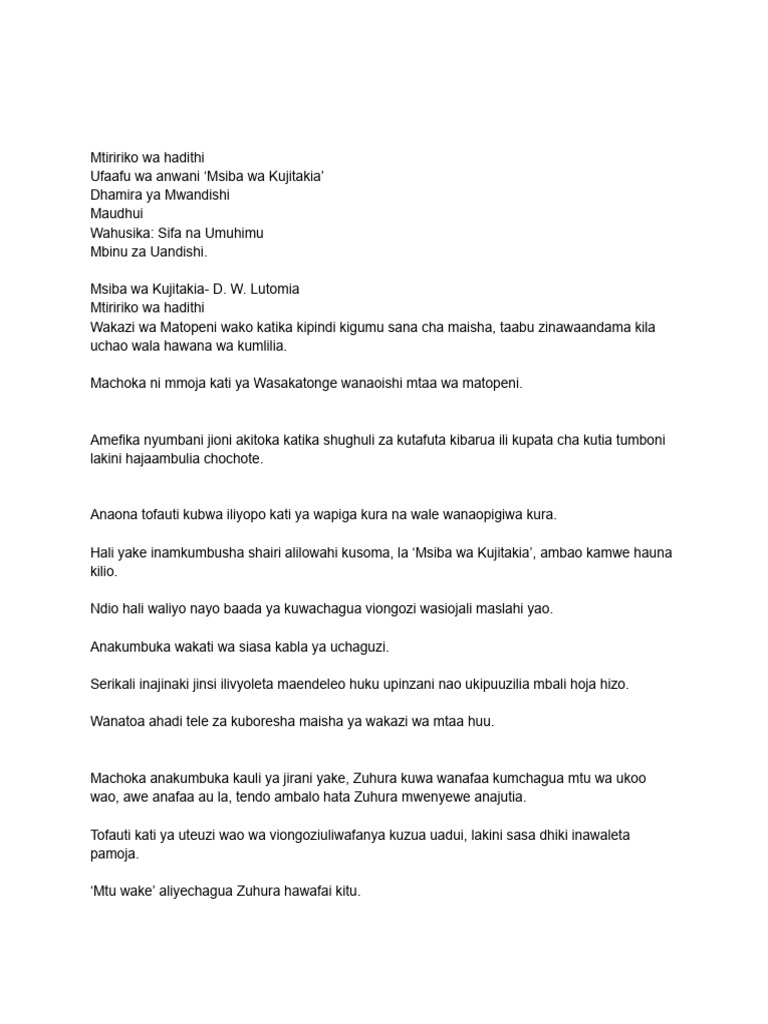 Msiba Wa Kujitakia | PDF