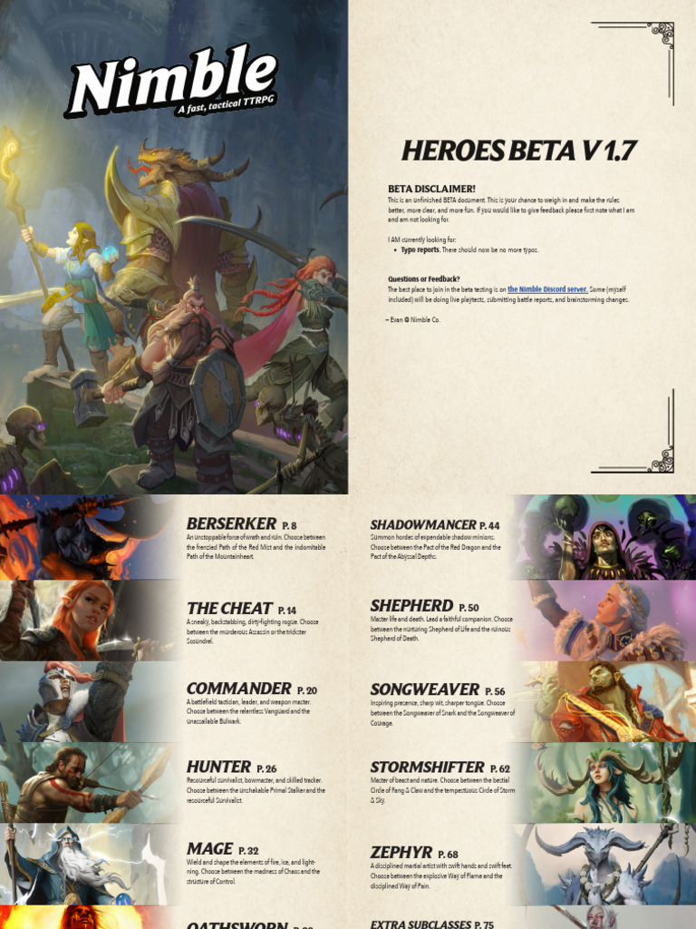 (Nimble) (EN) - Heroes (Beta v1.7, OEF) - jTEuhf | PDF