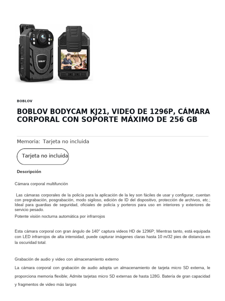 Cámara Corporal BOBLOV KJ21 | PDF