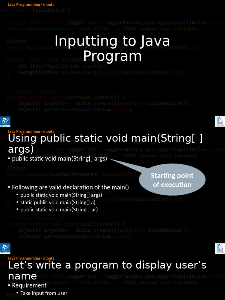 03 1 Taking Inputs In To The Program Pdf Java Programming Language 8882