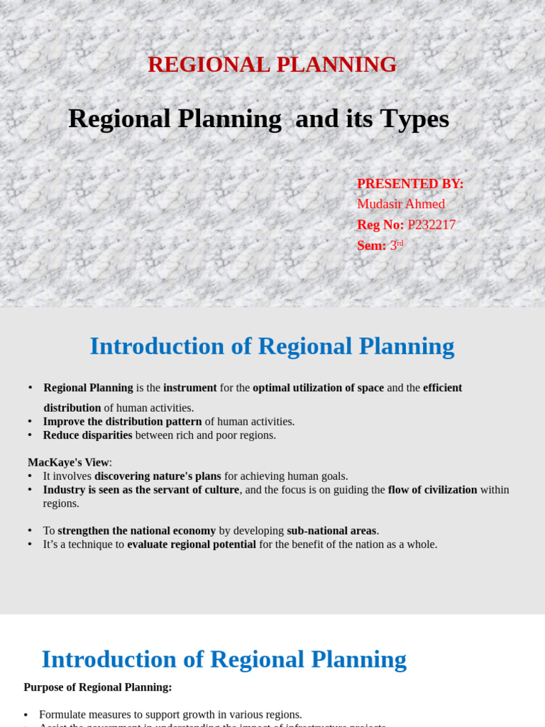 Types and Objectives of Regional Planning | PDF | Infrastructure ...