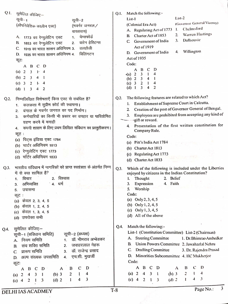 Delhi Ias Academy - Test-8 | PDF