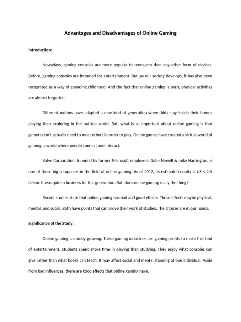 Online Gaming: Pros and Cons Explained | PDF | Role Playing Games | Gaming