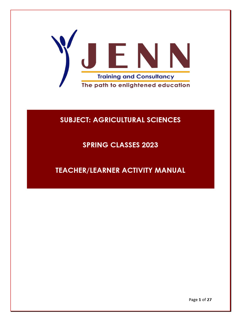 Agric Spring Activity Manual | PDF | Parasitism | Fertilisation