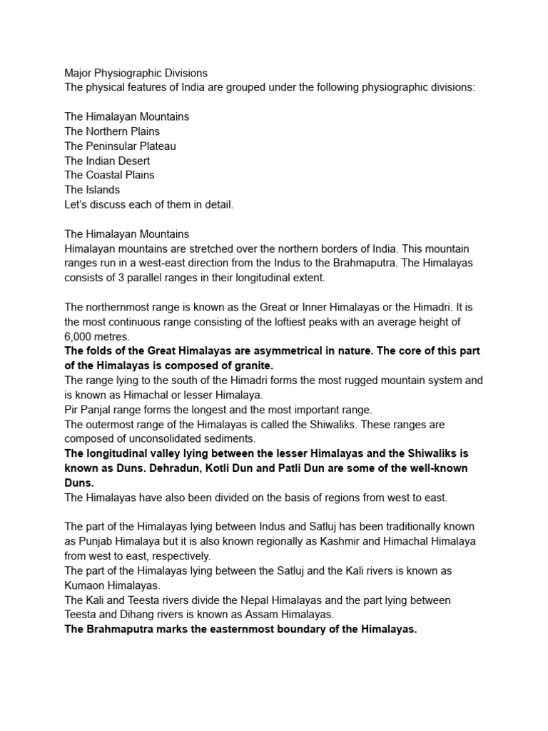 Physical features of india | PDF | Himalayas | Earth Sciences