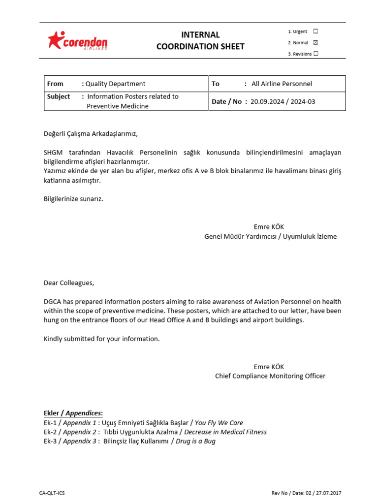 Internal Coordination Sheet - 2024-03 Information Posters Within The ...