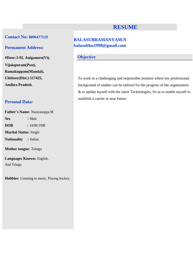 Balu-Resume | PDF | Learning