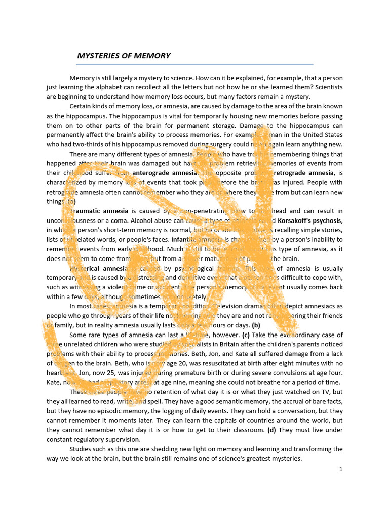 Mysteries of Memory | PDF | Amnesia | Memory