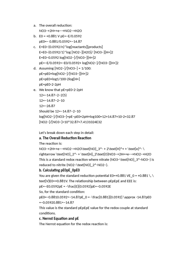 chem 10 homwork 1 | PDF | Nitrite | Chemical Reactions