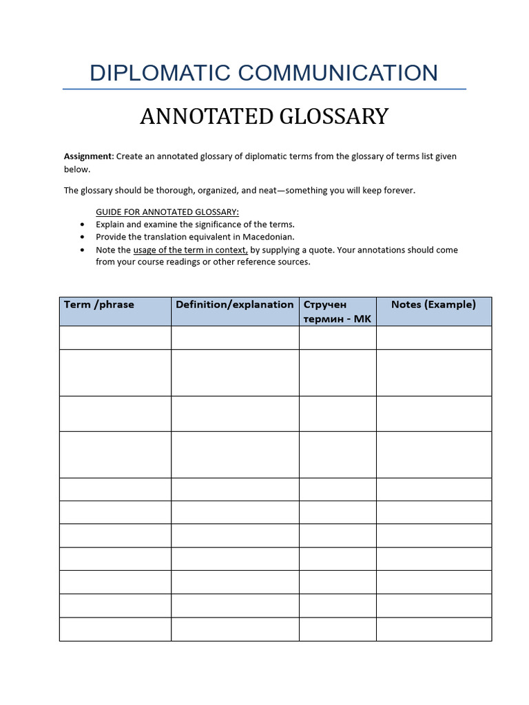 Diplomatic Communication - Annotated Glossary | PDF | Foreign Language ...
