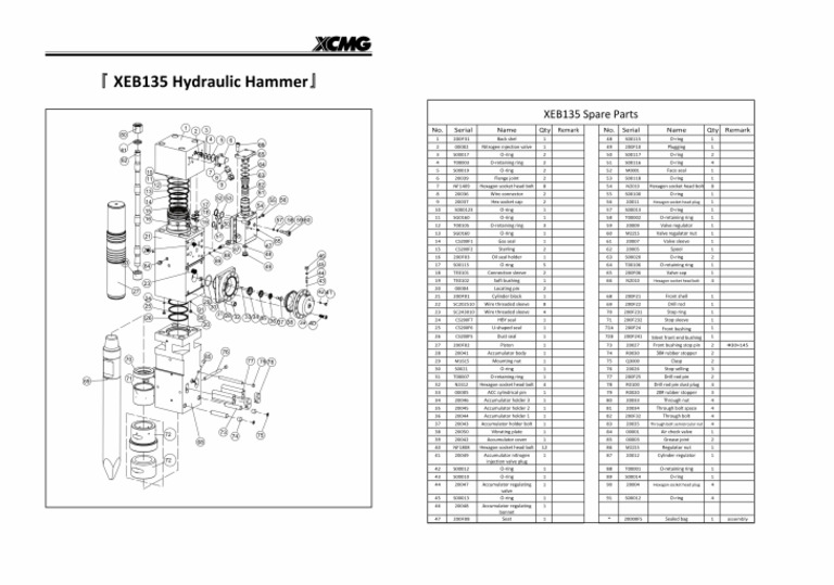 Manual de partes del martillo hidraulico de XE215D | PDF
